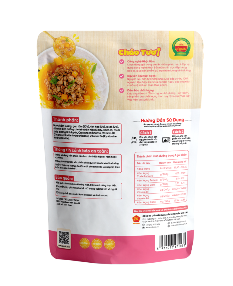 CHÁO TƯƠI THỊT HEO BÍ ĐỎ - AK FOOD